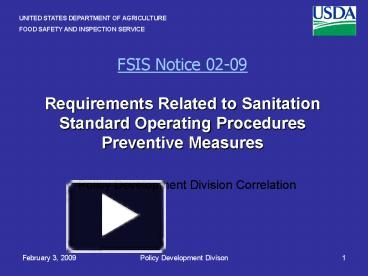 FSIS Notice 0209 Requirements Related to Sanitation Standard Operating ...