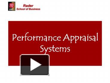 Performance Appraisal Systems presentation | free to view