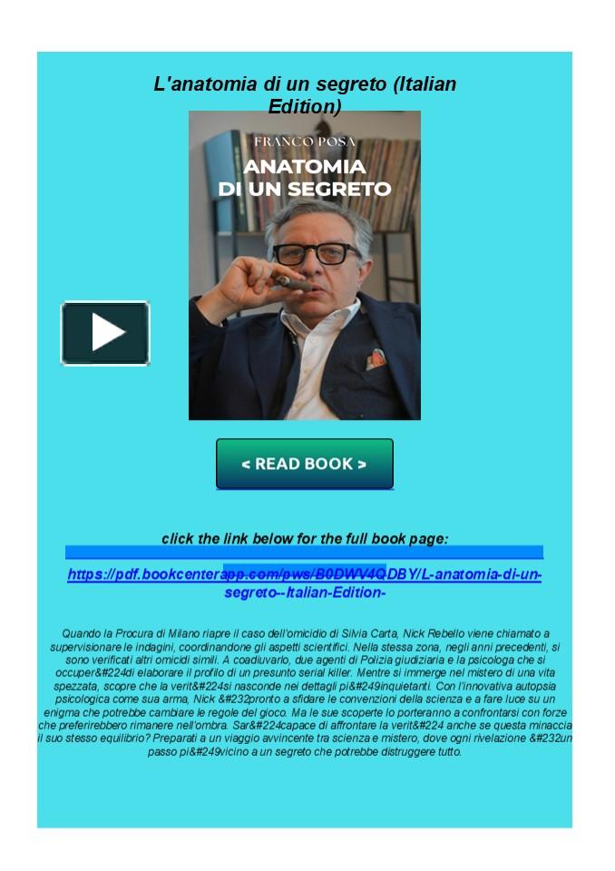 Kindle L'anatomia di un segreto (Italian Edition) presentation | free ...