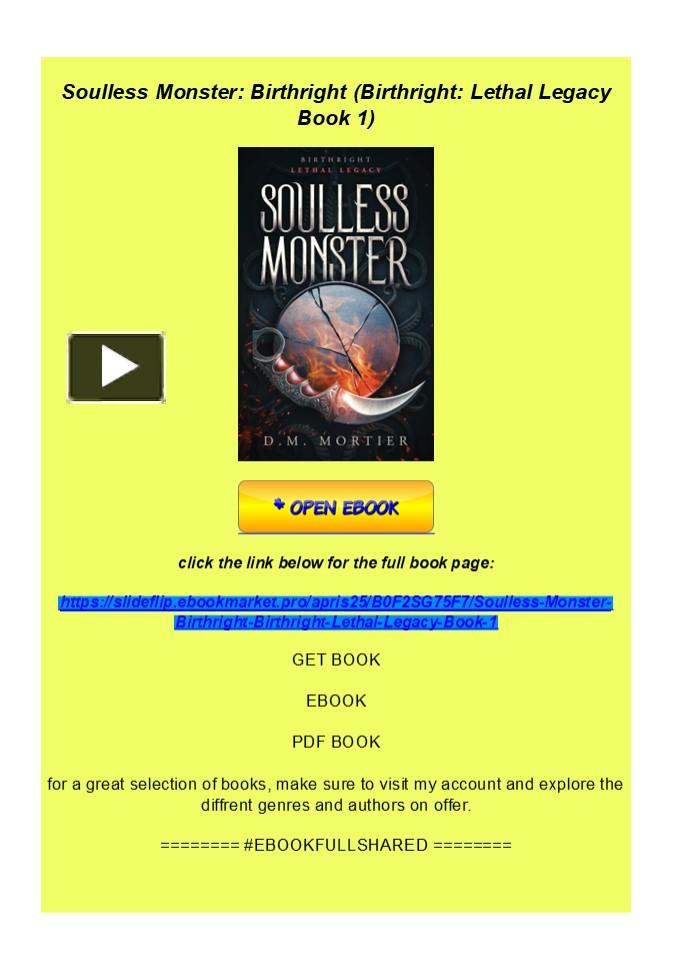 KINDLE Soulless Monster: Birthright (Birthright: Lethal Legacy Book 1 ...