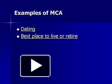 Examples of MCA presentation | free to view