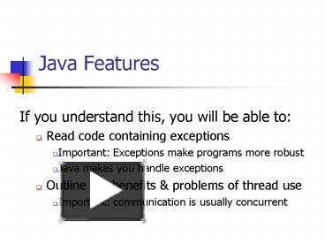 Java Features presentation | free to view