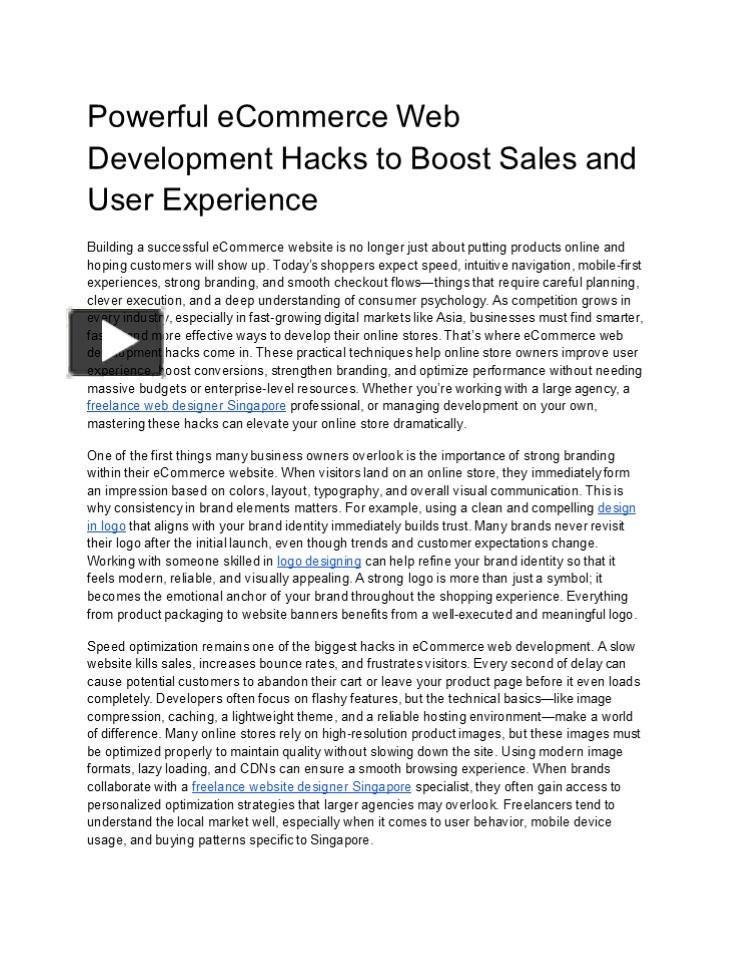 Powerful eCommerce Web Development Hacks to Boost Sales and User ...