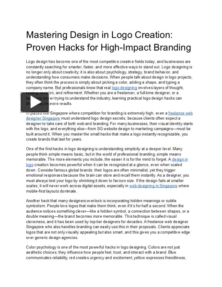 Mastering Design in Logo Creation: Proven Hacks for High-Impact ...