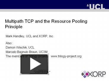 Multipath TCP and the Resource Pooling Principle presentation | free to ...