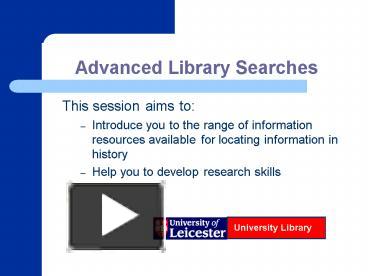 PPT – Advanced Library Searches PowerPoint presentation | free to view ...