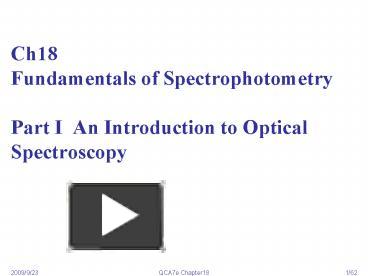 Ch18 Fundamentals of Spectrophotometry Part I An Introduction to ...
