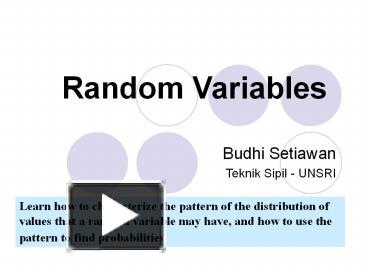 PPT – Random Variables PowerPoint presentation | free to download - id ...