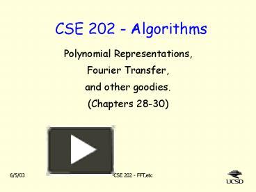 PPT – CSE 202 Algorithms PowerPoint presentation | free to download ...