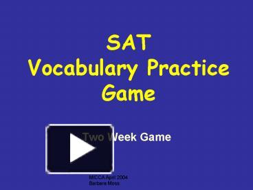 PPT – SAT Vocabulary Practice Game PowerPoint presentation | free to ...