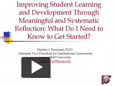 PPT – Improving Student Learning and Development Through Meaningful and ...