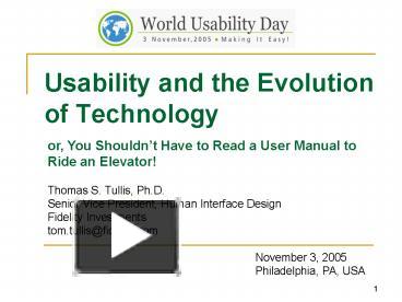 PPT – Usability and the Evolution of Technology PowerPoint presentation ...