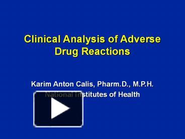 PPT – Clinical Analysis of Adverse Drug Reactions PowerPoint ...