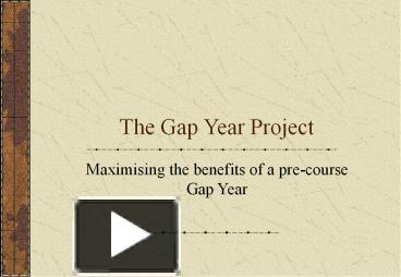 The Gap Year Project presentation | free to download