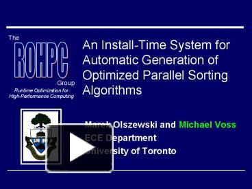 PPT – An InstallTime System for Automatic Generation of Optimized ...