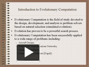 Introduction to Evolutionary Computation presentation | free to download