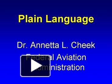 PPT – Plain Language PowerPoint presentation | free to view - id: 9fbb1 ...