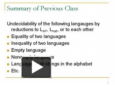 PPT – Summary of Previous Class PowerPoint presentation | free to view ...