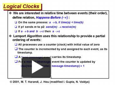PPT – Logical Clocks PowerPoint presentation | free to view - id: 9fc88 ...