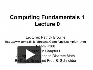 PPT – Computing Fundamentals 1 Lecture 0 PowerPoint presentation | free ...