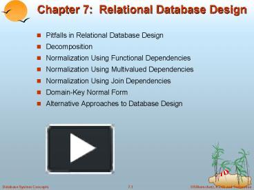PPT – Chapter 7: Relational Database Design PowerPoint presentation ...