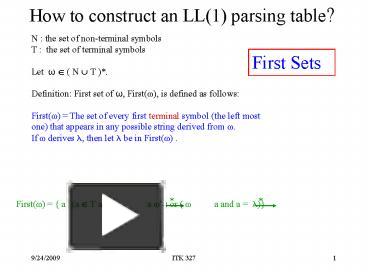 PPT – How to construct an LL1 parsing table PowerPoint presentation ...