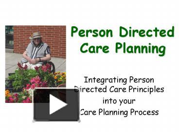 Person Directed Care Planning presentation | free to view
