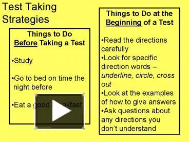 PPT – Test Taking Strategies PowerPoint presentation | free to view ...