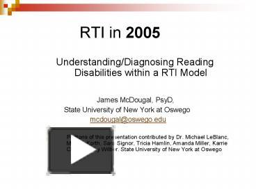 PPT – RTI in 2005 PowerPoint presentation | free to view - id: a0375-YWM1N