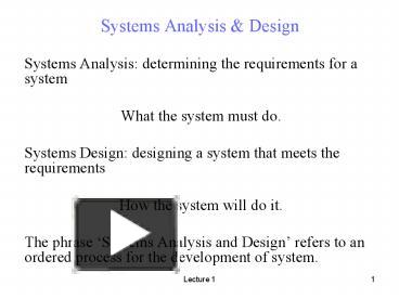 PPT – Systems Analysis PowerPoint presentation | free to view - id ...