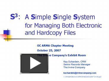 S3: A Simple Single System presentation | free to view