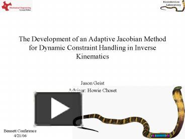 The Development of an Adaptive Jacobian Method for Dynamic Constraint ...