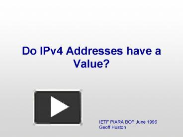Do IPv4 Addresses have a Value presentation | free to download