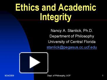 Ethics and Academic Integrity presentation | free to view