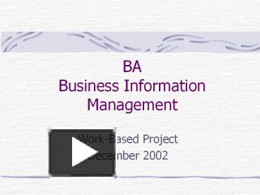 PPT – BA Business Information Management PowerPoint presentation | free ...