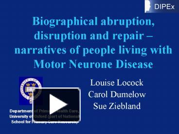 Louise Locock presentation | free to view