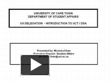 PPT – UNIVERSITY OF CAPE TOWN DEPARTMENT OF STUDENT AFFAIRS US ...