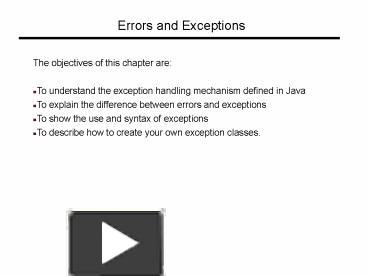 Errors and Exceptions presentation | free to view