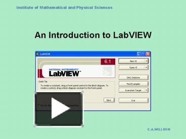 An Introduction to LabVIEW presentation | free to view
