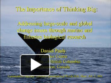 The Importance of Thinking Big: presentation | free to view