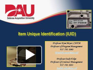 Item Unique Identification IUID presentation | free to view