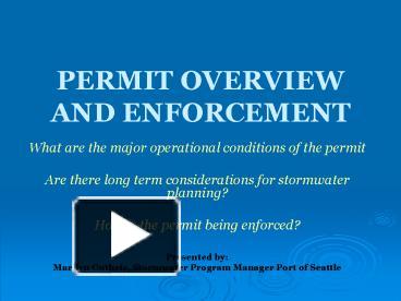 PERMIT OVERVIEW AND ENFORCEMENT presentation | free to view