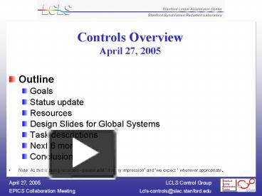 PPT – Controls Overview April 27, 2005 PowerPoint presentation | free ...
