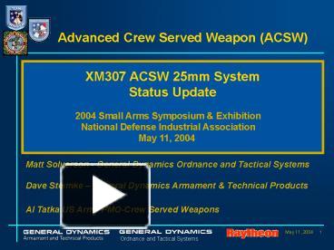 Advanced Crew Served Weapon ACSW presentation | free to view