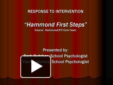 RESPONSE TO INTERVENTION presentation | free to view