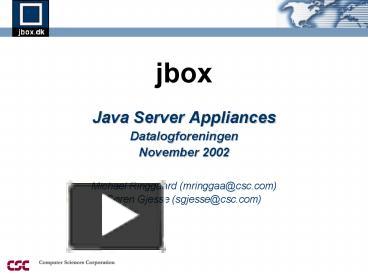PPT – jbox PowerPoint presentation | free to download - id: a25e6-MWFjZ