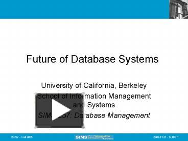 PPT – Future of Database Systems PowerPoint presentation | free to ...