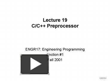 Lecture 19 CC Preprocessor presentation | free to view