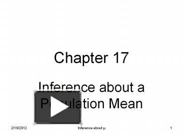 PPT – Inference about a Population Mean PowerPoint presentation | free ...