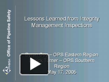 Integrity Management Rule Overview presentation | free to view